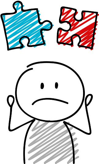 Stickman 퍼즐 아이콘성공 개념 아이콘을 잡고 혼란 스러운된 표정으로 벡터입니다 개념에 대한 스톡 벡터 아트 및 기타