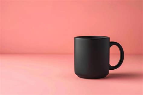 Télécharger Tasse à Café Noire Sur Fond Rose Mockups En Ligne