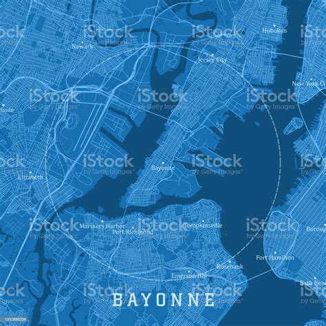 Bayonne Nj City Vector Road Map Blue Text Stock Illustration Download