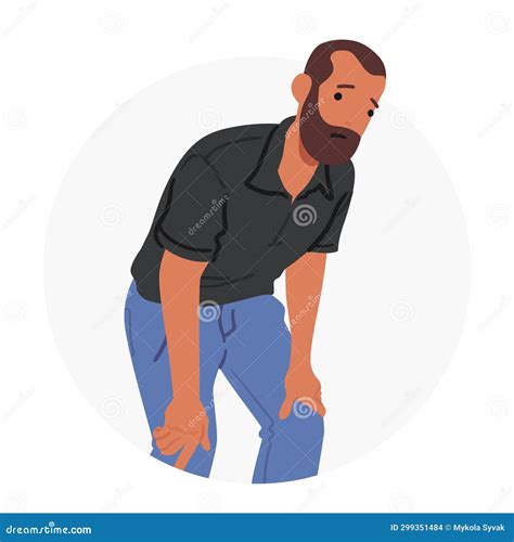 Patient With Dyspnea Breathless Vector Illustration In Cartoon Flat