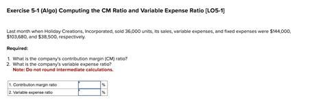 solved exercise 5 1 algo ﻿computing the cm ratio and