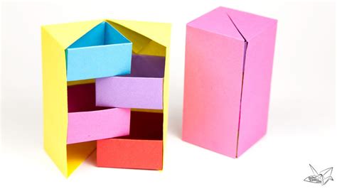 Origami Secret Stepper Box Tutorial Useful Origami Origami Box Origami