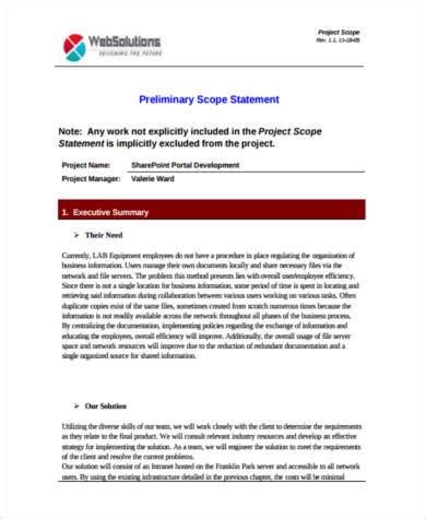 FREE 12 Project Scope Statement Samples PDF MS Word Google Docs