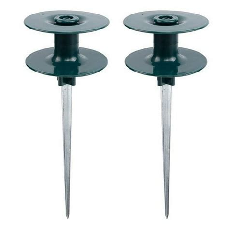 2 Pieces 10 Inch Garden Hose Zinc Guide Spikes With Heavy Duty Swivel