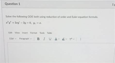 solved question 1 1 solve the following ode both using