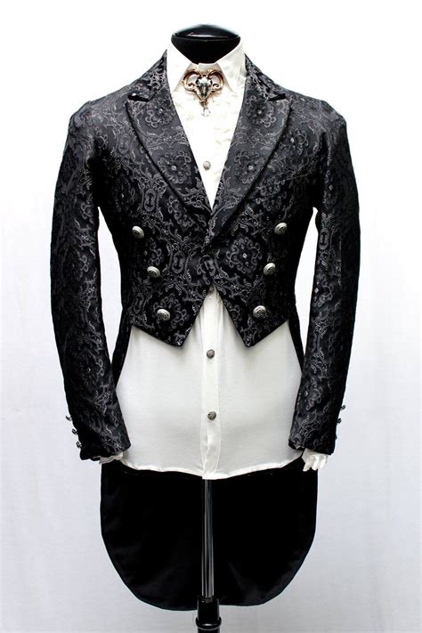 Monte Cristo Tailcoat Black Edwardian Brocade Etsy Victorian Tux