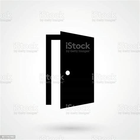 회색 배경에 고립 된 유행 플랫 스타일에서 문 아이콘 오픈 문 기호 문에 대한 스톡 벡터 아트 및 기타 이미지 문 아이콘 열다 Istock
