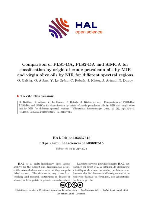 Pdf Comparison Of Pls1 Da Pls2 Da And Simca For Classification By