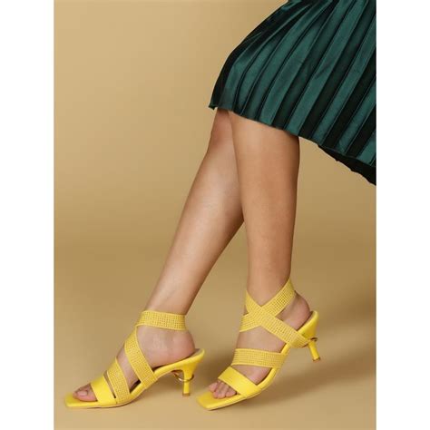 Buy Monrow Embellished Yellow Kitten Heels Online