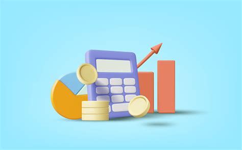 3d 일러스트 벡터 렌더링 금융 계산기 아이콘 원 그래프 막대 그래프 및 금화 재무 제표 분석 개념 3차원 형태에 대한 스톡 벡터 아트 및 기타 이미지 Istock