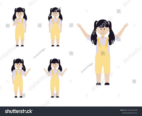 Cute Girls Vector Illustration Set Stock Vector Royalty Free