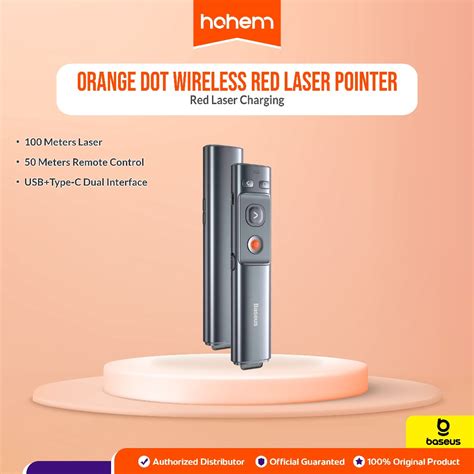 Jual Baseus Orange Dot Wireless Red Laser Pointer Charging Version Presenter Type C Usb Ppt