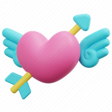 Cupid Arrow Wing Romance Heart Valentine Love 3d Illustration