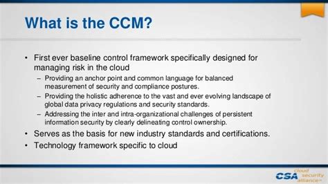 Introduction To The Csa Cloud Controls Matrix