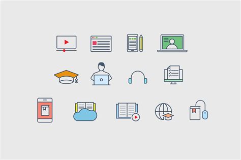 E Learning Online Course Icons Creative VIP