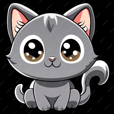 черная кошка милый персонаж мультфильма Премиум векторы