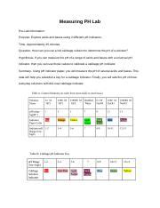Measuring PH Lab Docx Measuring PH Lab Pre Lab Information Purpose Explore Acids And