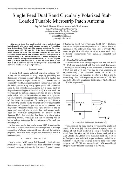 Pdf Single Feed Dual Band Circularly Polarized Stub Loaded Tunable