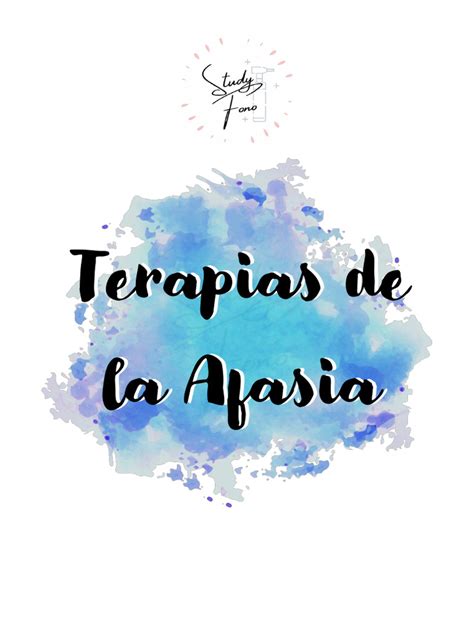 Terapias De La Afasia Pdf Afasia Lingüística