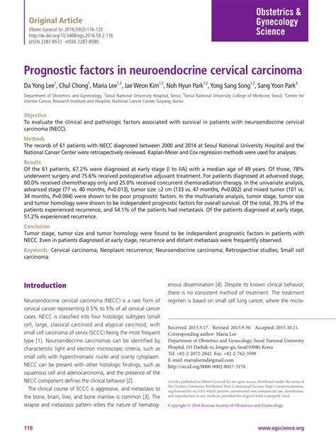 Pdf Prognostic Factors In Neuroendocrine Cervical Carcinoma