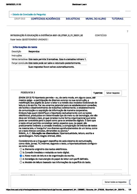 Questionário I Ead Tec Em Análise E Desenvolvimento De Sistemas Studocu