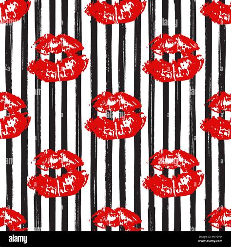Kiss Lips Seamless Pattern Background Vector Illustration Isolated On