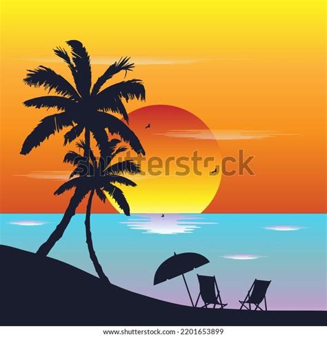 Vector Landscape Sunset Nature Stylish Images Stock Vector Royalty