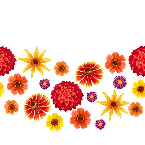 가을 꽃과 원활한 패턴 목초지 낭만적 인 꽃 무늬 Png 일러스트 및 벡터 에 대한 무료 다운로드 Pngtree