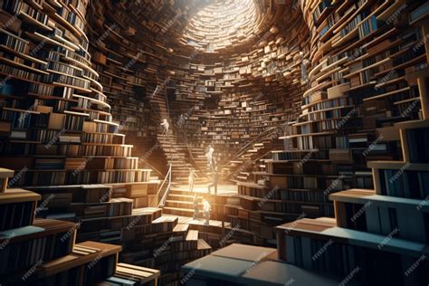 Premium Ai Image A Labyrinth Of Books With Pages Forming Intricate