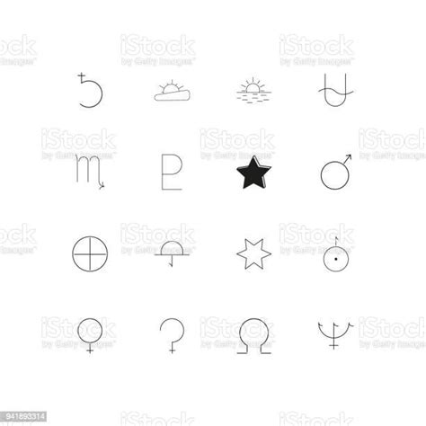 占星術簡單線性圖示設置分級顯示的向量圖示向量圖形及更多圖示圖片 圖示 土星 星球 天蠍座 Istock