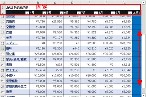 Excelのウィンドウ枠を固定する方法｜複数行・列の範囲指定など
