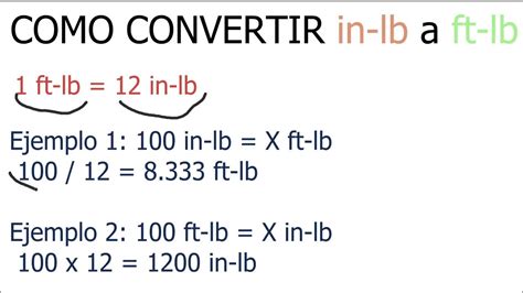 Como Convertir In Lb A Ft Lb Y Viceversa Youtube