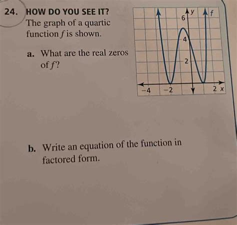 Solved 24 How Do You See It The Graph Of A Quartic Function Fis Shown A What Are The Real