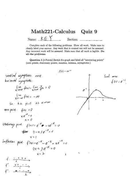 Solutions To Quiz 9 Calculus And Analytic Geometry Math 221 Docsity