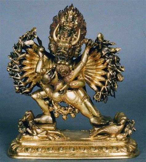 Buddhist God Dharmapala Vajrabhairava Tibet 18th Century Gild Bronze