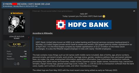 Data Of Around 600 000 Hdfc Bank Clients Leaked By Hackers