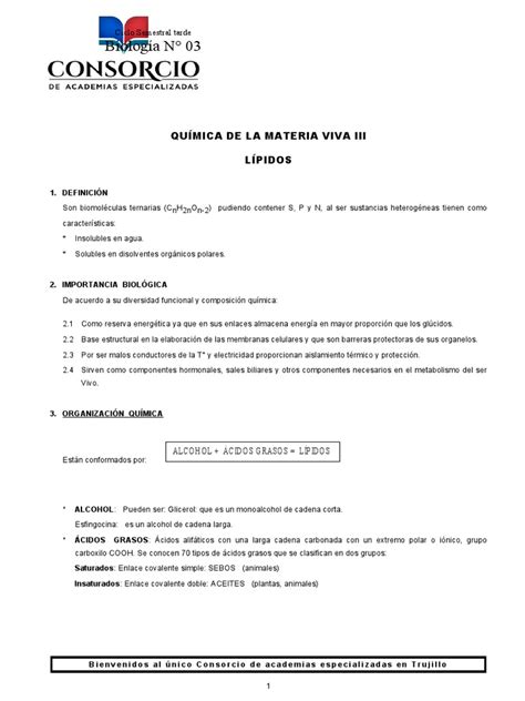 Bio 03 Química De La Materia Viva Iii 11 16 Pdf Lípido Ácido