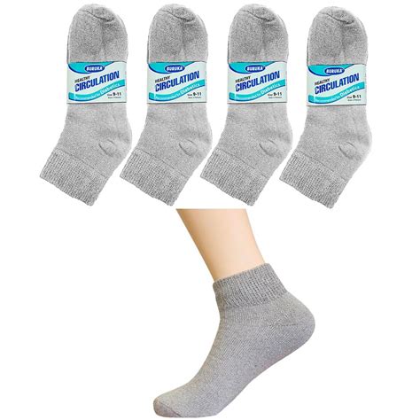 12 Pair Diabetic Ankle Circulatory Socks Health Support Mens Fit Grey