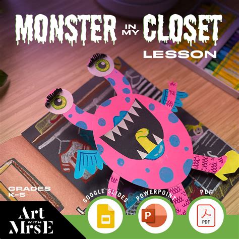 Monsters In My Closet Art Lesson Digital Download Art With Mrs E