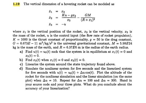 solved 1 19 the vertical dimension of a hovering rocket can