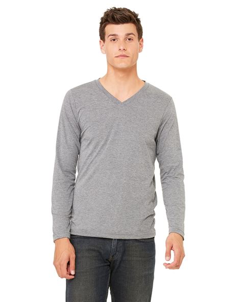 Bella 3425 Mens Tri Blend Long Sleeve V Neck Tee 855