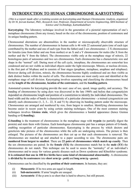 Introduction To Human Chromosome Analysis Conventional Karyotyping