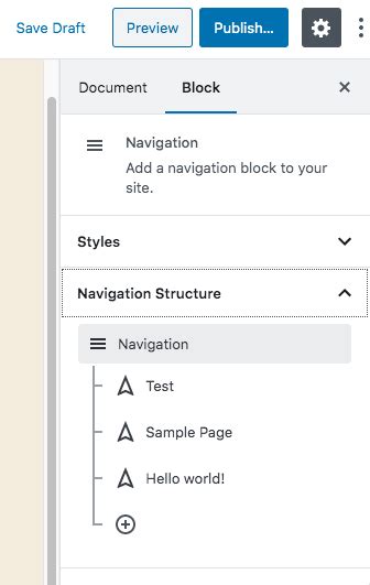Nav Block Navigation Structure Drag Elements To Reorder · Issue 19985 · Wordpressgutenberg