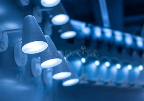 Some Led Lamps Blue Light Science And Technology Background Stock Image