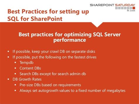 Sql Server Best Practices For Sharepoint On Prem