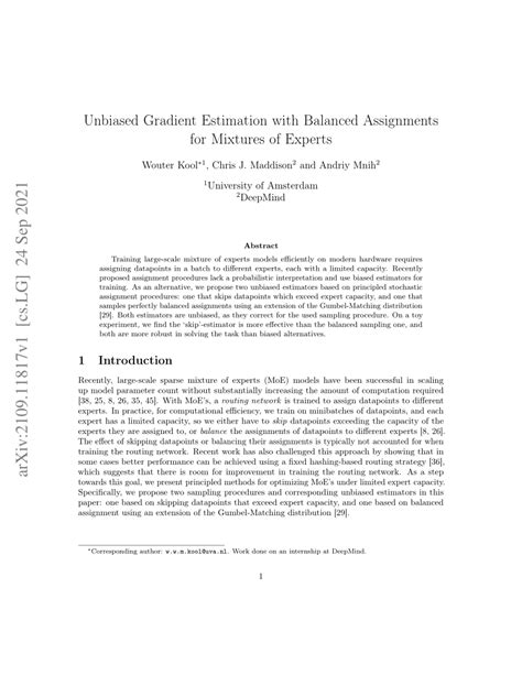 Pdf Unbiased Gradient Estimation With Balanced Assignments For