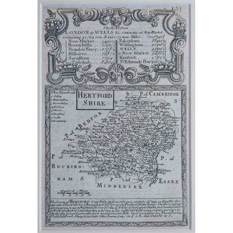 Hertfordshire Original Antique County Map By John Owen And Emanuel