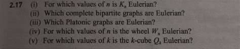 solved for which values of n is k n eulerian which