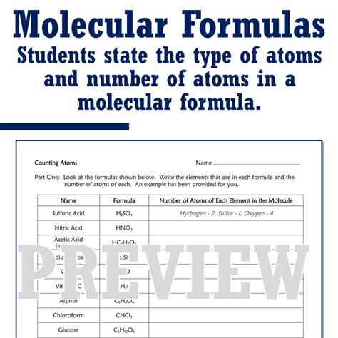 Classifying Matter Worksheet Counting Atoms In Compounds And Molecular