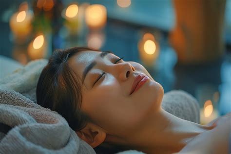 Premium Photo Relaxed Asian Woman Lying In Spa Salon
